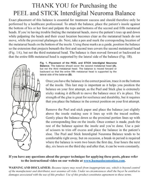 PEEL AND STICK BALANCES: The Interdigital Neuroma Balance - Human ...