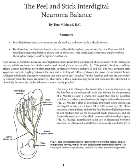 PEEL AND STICK BALANCES: The Interdigital Neuroma Balance - Human ...