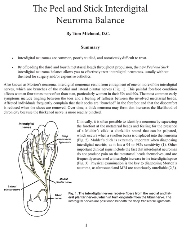 PEEL AND STICK BALANCES: The Interdigital Neuroma Balance - Human ...