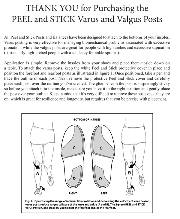 PEEL and STICK POSTS: Forefoot and Rearfoot Varus Posts - Human Locomotion