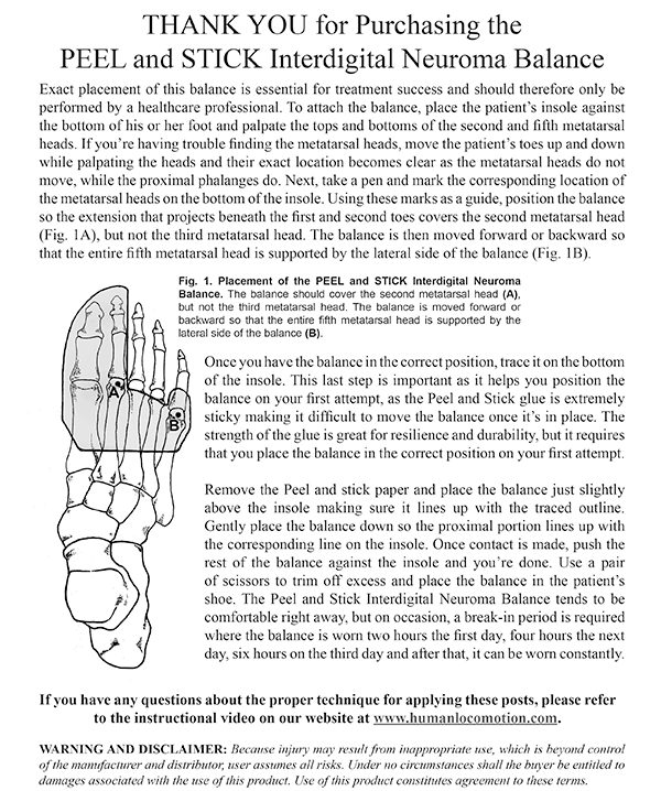 PEEL AND STICK BALANCES: The Interdigital Neuroma Balance - Human ...