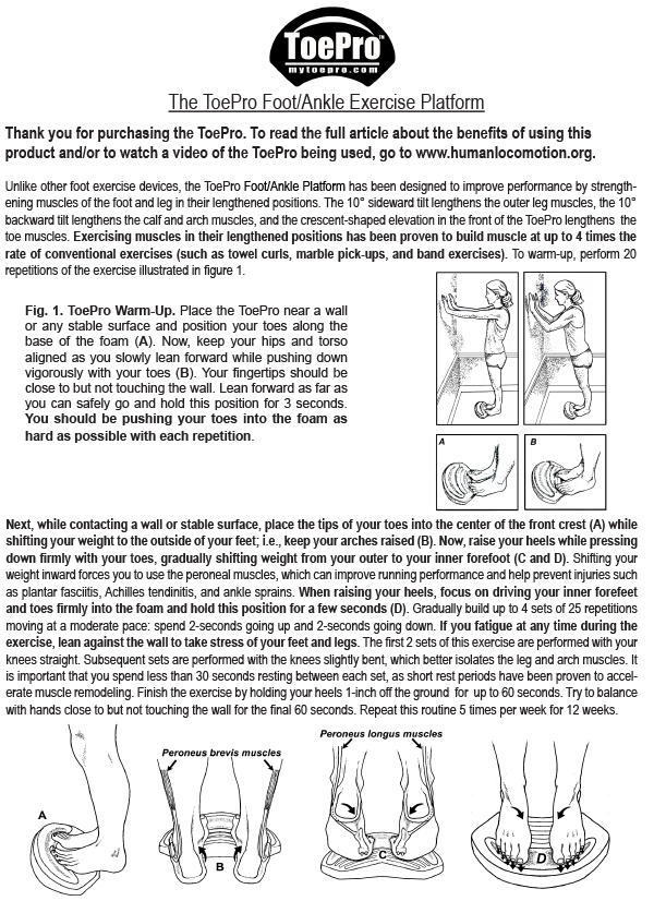 Product Instructions - Human Locomotion