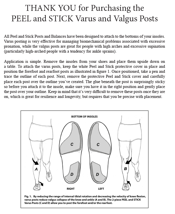 PEEL and STICK POSTS: Forefoot and Rearfoot Varus Posts - Human Locomotion